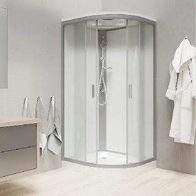 Mereo Sprchové boxy - Sprchový box 900x900 mm, se stříškou, satin/bílá/sklo Point CK35122KBSW