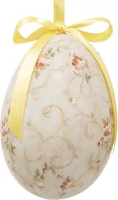 6ks dekorace béžové závěsné vajíčko s květy Spring Egg - Ø 7*10 cm