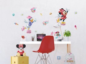 Dětská samolepka na zeď Disney Minnie a Daisy Bruslí | 65 x 85 cm | DDK1724