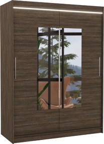 ADRK Furniture Posuvná skříň se zrcadlem a LED osvětlením DORRIGO 150 SW-DOR-CH-150+L-V124