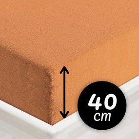 Froté napínací prostěradlo na extra vysokou matraci FR-022 Okrové 200 x 200 - výška 40 cm