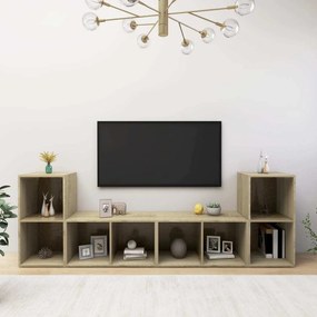 vidaXL TV skříňky 4 ks 72 x 35 x 36,5 cm dřevotříska [3079976] Barva: bílá a dub sonoma