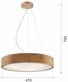 Lustr na lanku OAK 3xE27/60W/230V dub pr. 47,5 cm