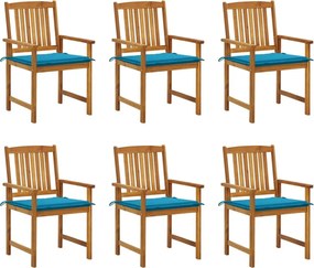 vidaXL Zahradní židle s poduškami 6 ks masivní akáciové dřevo [3078158] Barva: Modrá
