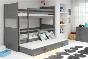 BMS Group Dětská patrová postel Rico 3 - Grafit/růžová - 190x80