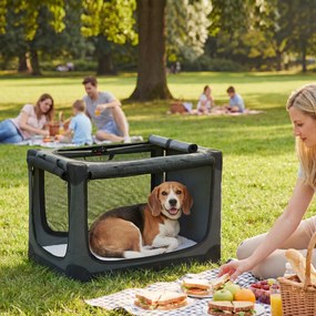 Skládací přepravka pro psy Přepravní box pro psy s polštářem Vyjímatelný pratelný potah z tkaniny Oxford pro psy do 20 kg Armádně zelený
