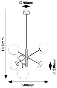 Rabalux 72194 - Lustr na lanku MEDUZA 6xE14/20W/230V