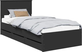 Rám postele se zásuvkou Černá 90 x 200 cm Inženýrské dřevo 3410743