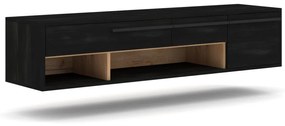 Závěsný TV stolek Chase 140 cm černý/zlatý mat