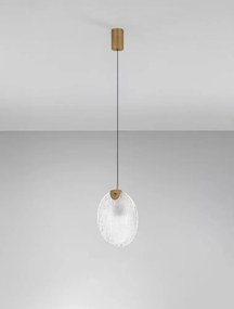 Ocelové LED závěsné svítidlo v mosazné barvě se skleněným stínidlem Shelina – Nova Luce