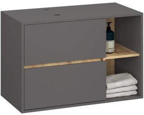 Skříňka pod umyvadlo VAMI W90 2SZ grafitová / šedá / dub artisan