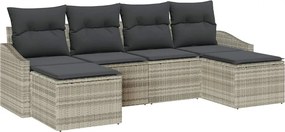 Set pohovek 6 ks Světle šedá polyratan 3346832