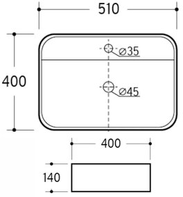 COMAD Umyvadlo na desku - UM-6289, 50 cm, keramické, bílá