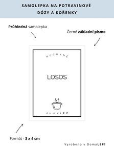 Samolepka na kořenky LOSOS průhledná 3 × 4 cm základní písmo