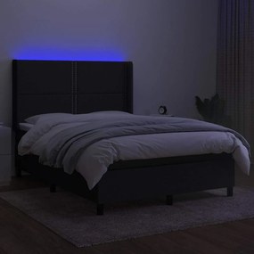 Box spring postel s matrací a LED černá 140x200 cm textil 3138239