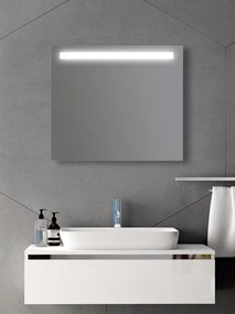 Amirro Zrcadlo na zeď chodbu do pokoje ložnice předsíně koupelny LUNA LED - 80 X 70 cm s LED podsvíceným pruhem 902-012