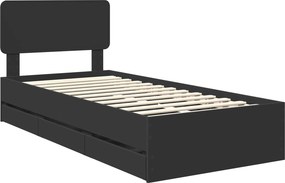 Rám postele se zásuvkou Černý 100 x 200 cm Dřevěný materiál 3412214