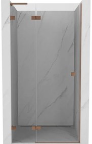 Mexen Lunar L sprchové dveře výklopné levé 125 cm, transparentní, kartáčovaná měď - 834L-125-000-65-00-L