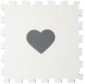 Vylen Pěnové podlahové puzzle Minideckfloor se srdíčkem Bílý s šedým srdíčkem 340 x 340 mm