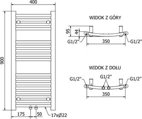 Mexen Ares, elektrické topné těleso 900 x 400 mm, 300 W, černá, W102-0900-400-2300-70