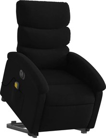Elektrické zvedací masážní polohovací křeslo černé textil 3204016