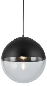 Retro závěsná lampa černá s čirým sklem 35 cm - Eclipse