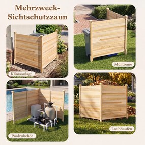 Costway Soukromý plot 2 díly zahradní plot z jedlového dřeva – 119 × 119 cm
