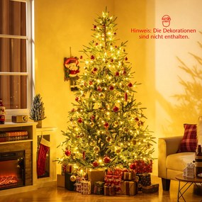 Costway 210 cm Umělý vánoční stromeček s 250 Vícebarevná LED světla Umělý