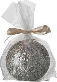 Champagne stříbrná kulatá svíčka s glitry - Ø 8 cm / 15h
