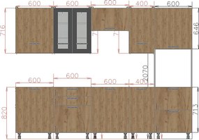 VerDesign DOROTA 280 kuchyňská linka, bílá/dub kraft zlatý