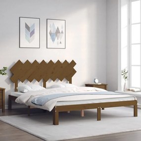 Rám postele s čelem medově hnědý 160 x 200 cm masivní dřevo
