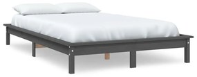 820578 vidaXL Rám postele šedý 120 x 190 cm masivní borovice Small Double
