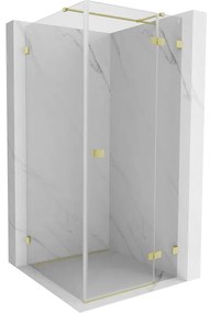 Mexen Lunar T, výklopný sprchový kout pravý 110 x 110 cm, 8mm čiré sklo, zlatý kartáčovaný - 834T-110-110-55-00-P