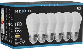 Mexen Nova 6x LED žárovka E27, G45, 10W, Teplá - 3000K, 1055 lm - L101-E27-1030-01x06