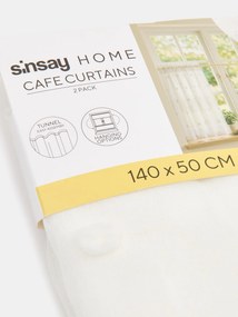 Sinsay - Sada vitrážových záclon s tunýlkem a tuftovanými bambulkami 2 pack - bílá