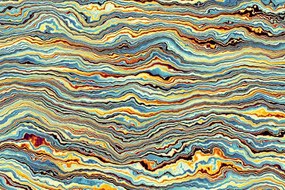 DIMEX | Samolepicí vliesová fototapeta na zeď Imitace mramorové textury MA-5-2526 | 375 x 250 cm | modrá, černá, oranžová