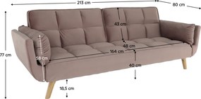 Rozkládací pohovka, starorůžový samet/buk, KAPRERA NEW