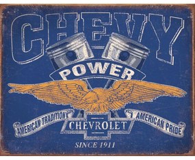 Plechová cedule Chevy Power Restricted 40 cm x 32 cm