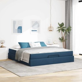 Rám postele s matrací 2 ks Modrá textil 3399514