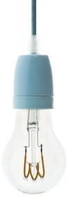 creative cables Závěsná lampa s textilním kabelem a barevnými detaily z porcelánu Barva: Světle modrá