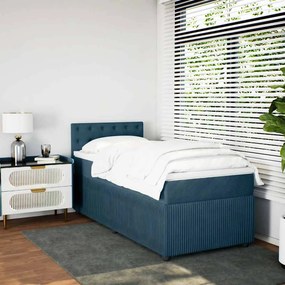 Box spring postel s matrací modrá 80 x 200 cm samet 3289906