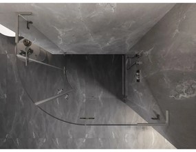 Mexen Lunar, L pravý půlkruhový sprchový kout 100 x 80 cm, 8mm čiré sklo, ocelový profil, 833L-100P-080L-97-00