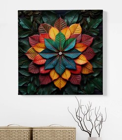 Obraz na plátně - Mandala barevné listy FeelHappy.cz Velikost obrazu: 140 x 140 cm