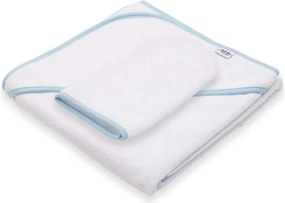 Dětská froté osuška s kapucí New Baby BASIC 80x80 bílo-modrá