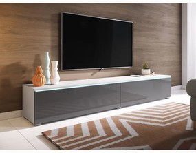 TV stolek Dlone 180, Barva: bílá + šedý lesk, Osvětlení: osvětlení LED - bílé Mirjan24 5903211079085