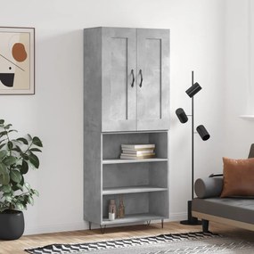 Skříň highboard betonově šedá 69,5x34x180 cm kompozitní dřevo