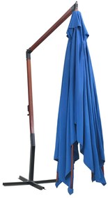 Závěsný slunečník s dřevěnou tyčí 400 x 300 cm modrý,  47123