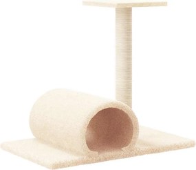 Škrabadlo pro kočky s tunelem krémové 60 x 34,5 x 50 cm 171696