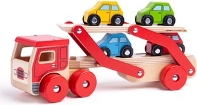 Bigjigs Toys Dřevěný kamion s auty