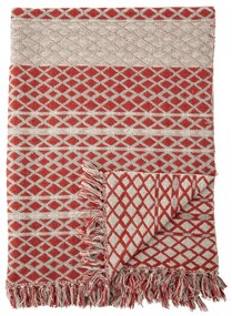 Bloomingville Bavlněný přehoz Recycled Cotton Red 160 x 130 cm, červená barva, textil